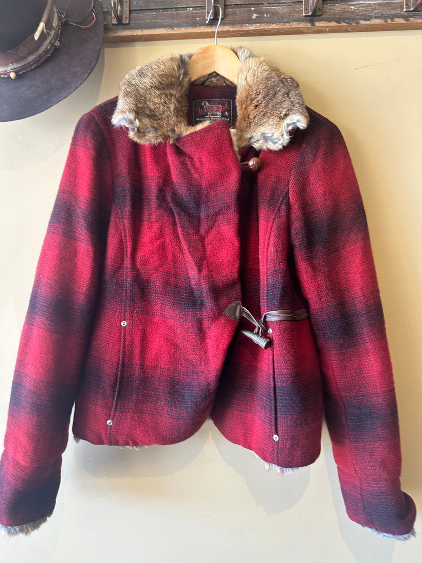 Woolrich Woolen Mills Heritage - Plaid Fur-Lined Jacket Red Black Chec ...