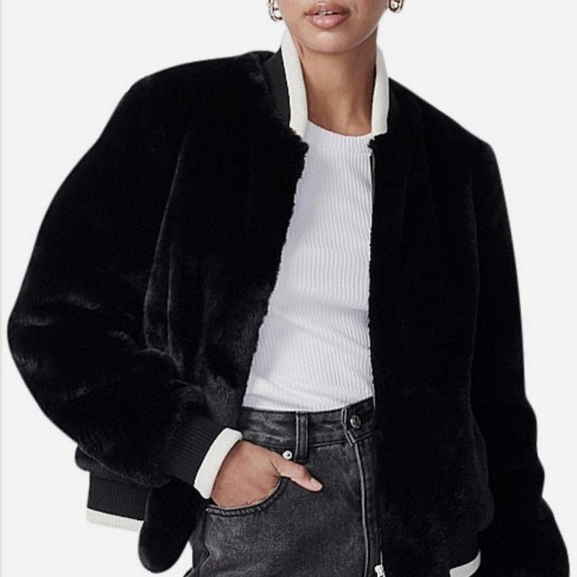 ENA PELLY FAUX FUR BOMBER JACKET - BLACK - SIZE 8 AU (Vintage) – Design ...